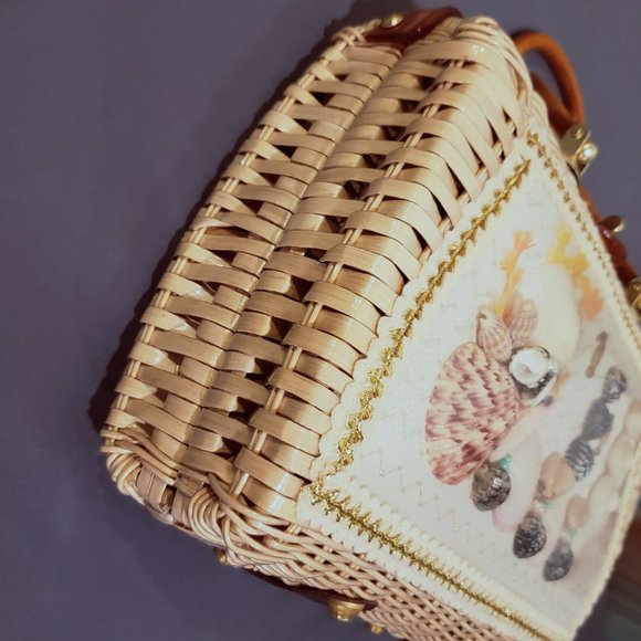 Unique Vintage | Bags | Vintage Seashell Wicker Box Purse New | Poshmark